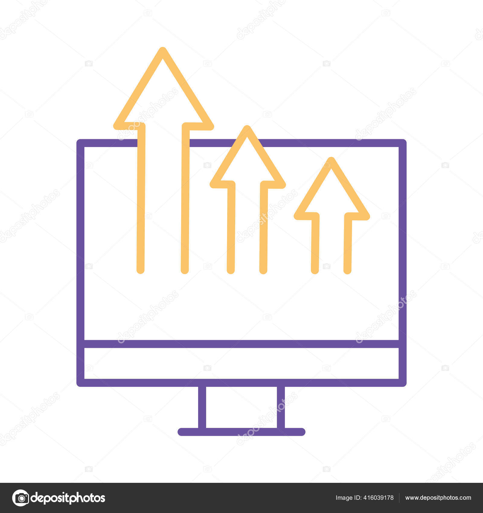 Computer with increase arrows line style icon vector design Stock ...