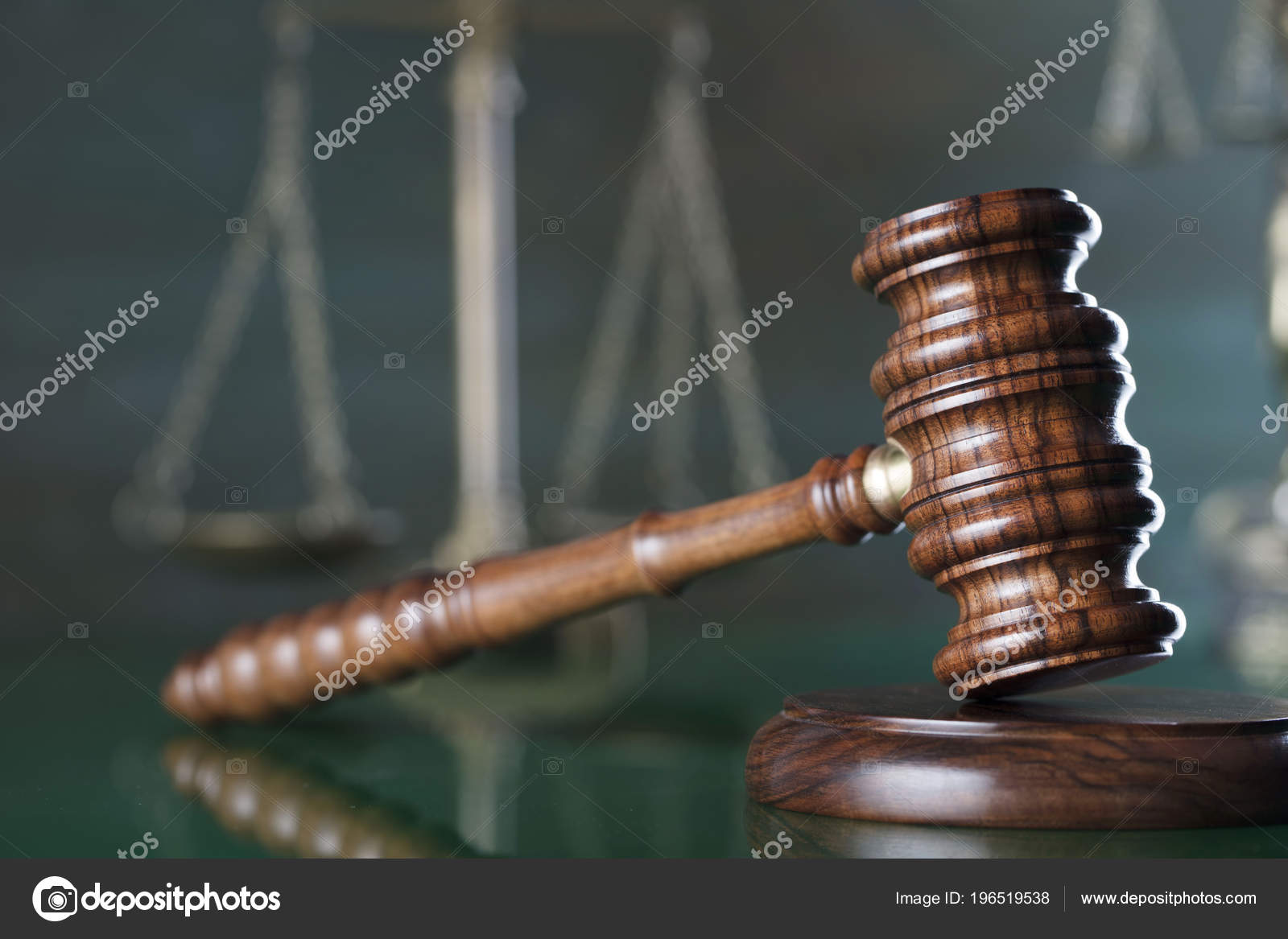 Law Theme Mallet Judge Scale Justice Symbols Law Gray Background Stock ...