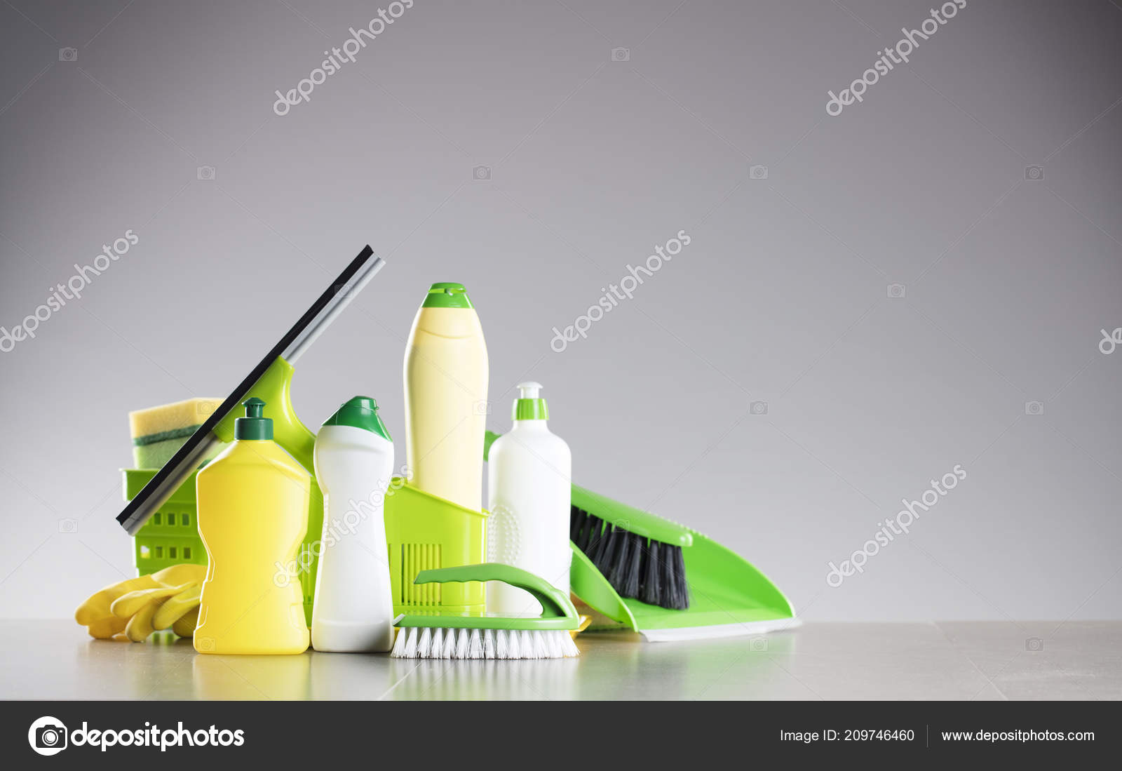 House Office Cleaning Theme Set Colorful Cleaning Products Gray ...