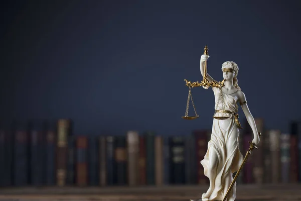 Law Concept Background White Statue Themis Legal Books Table Old Stock ...