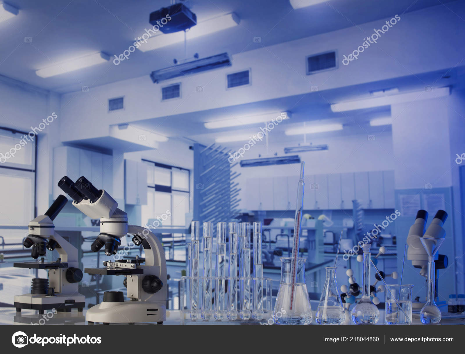 Modern Scientific Laboratory Interior Laboratory Glassware Microscope ...