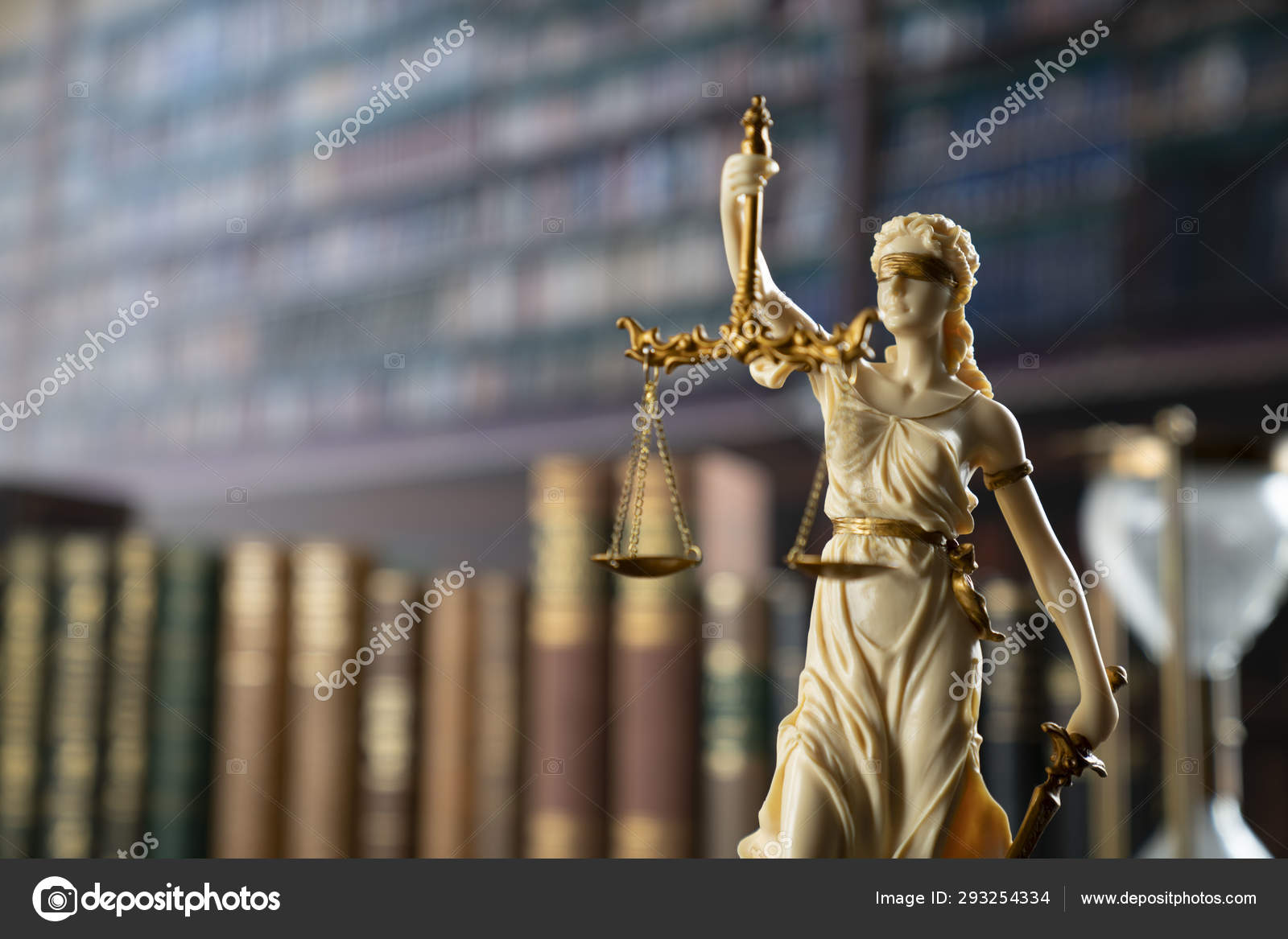 Law Concept Background White Statue Themis Legal Books Table Old Stock ...