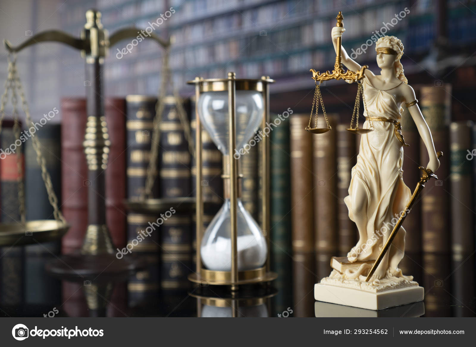 Law Concept Background White Statue Themis Legal Books Scale Table ...