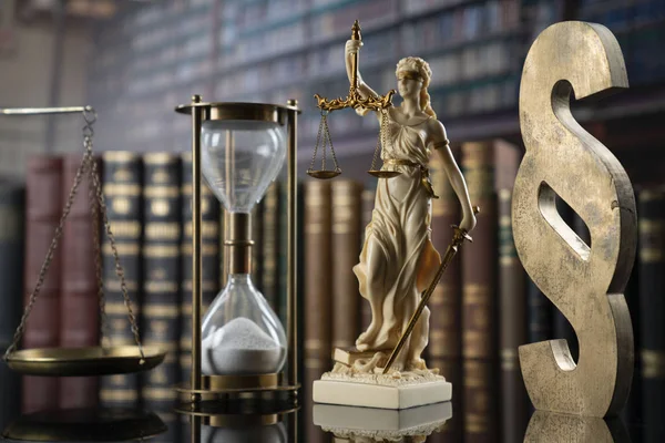 Law Concept Background White Statue Themis Legal Books Scale Table ...