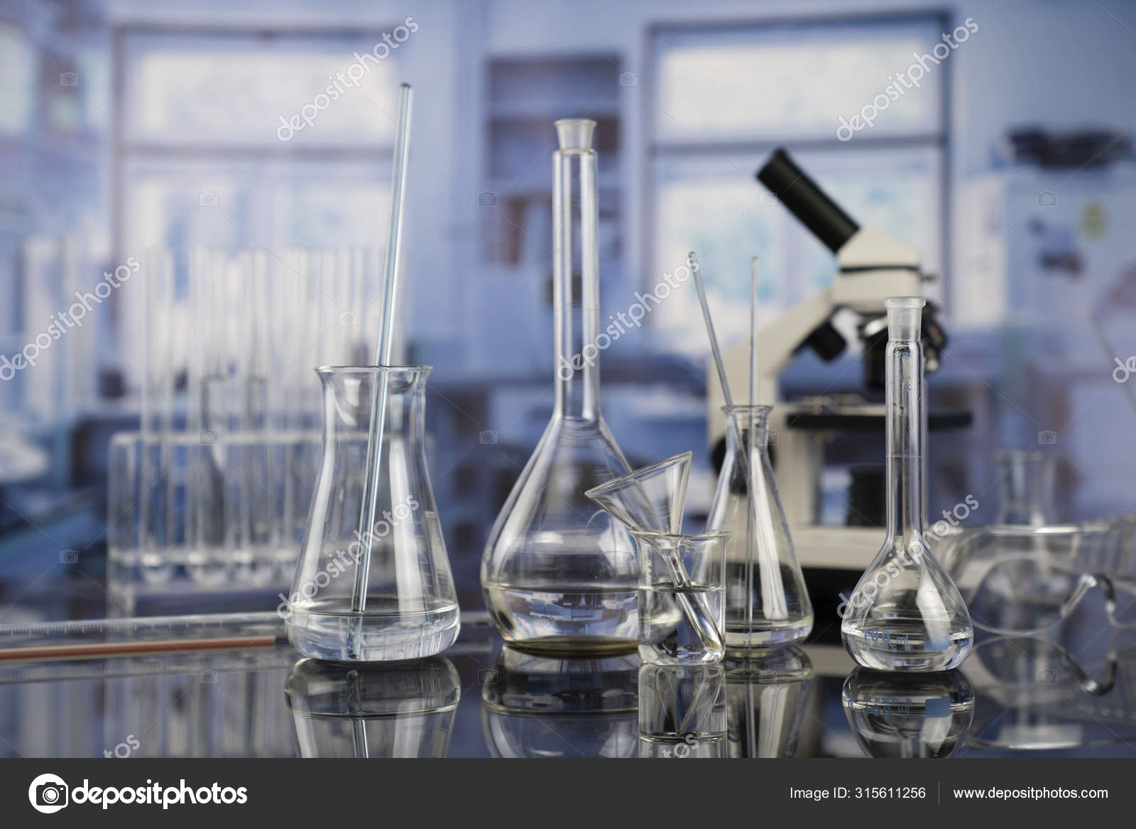 Modern Scientific Laboratory Interior Laboratory Glassware Microscope ...