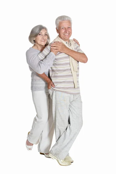 Full Length Portrait Senior Couple Dancing Isolated White Background ...