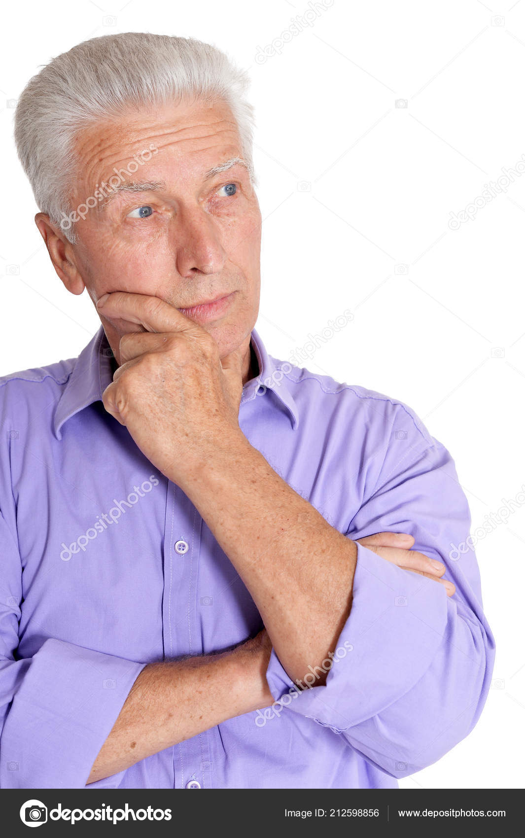 Portrait Thinking Senior Man Isolated White Background — Stock Photo © aletia #212598856