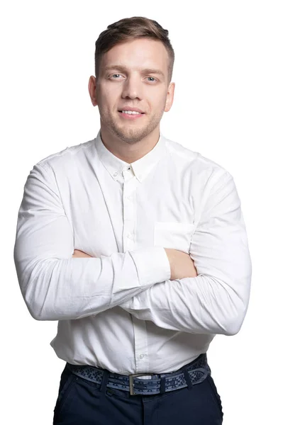 Portrait Handsome Young Man Isolated White Background Stock Photo by ...