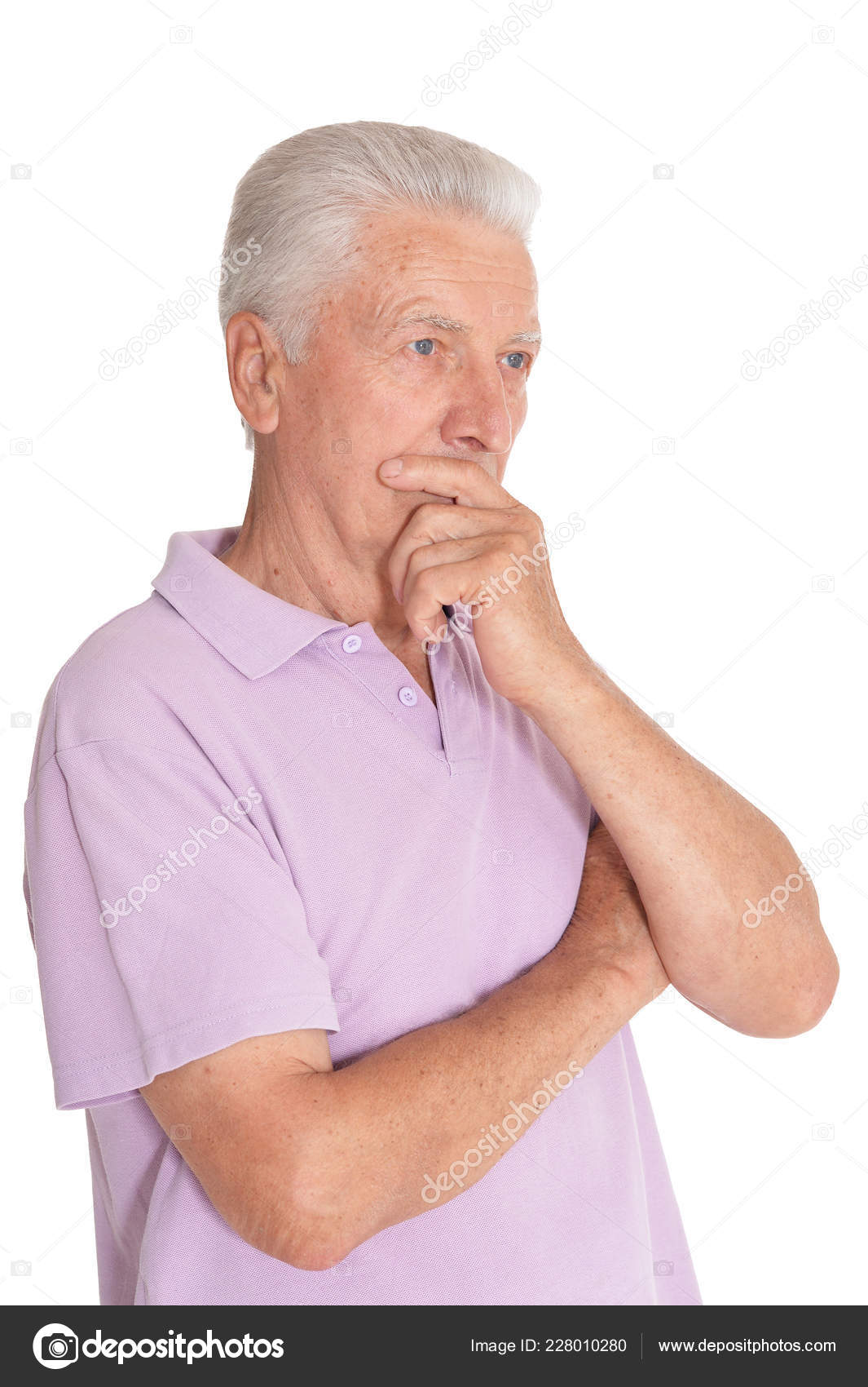 Portrait Thinking Senior Man Isolated White Background — Stock Photo © aletia #228010280