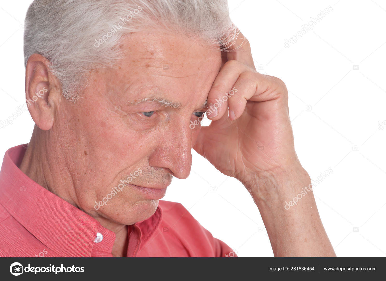 Portrait Thinking Senior Man Isolated White Background — Stock Photo © aletia #281636454