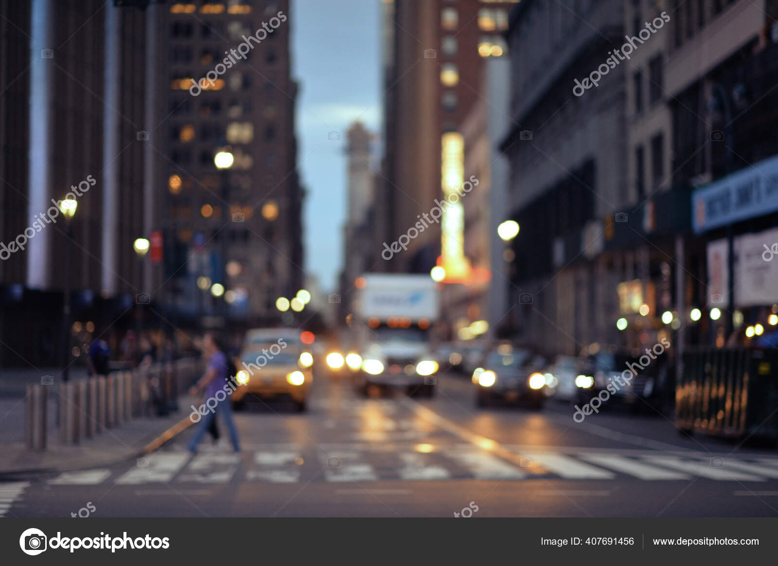 New York City Night Street Scene