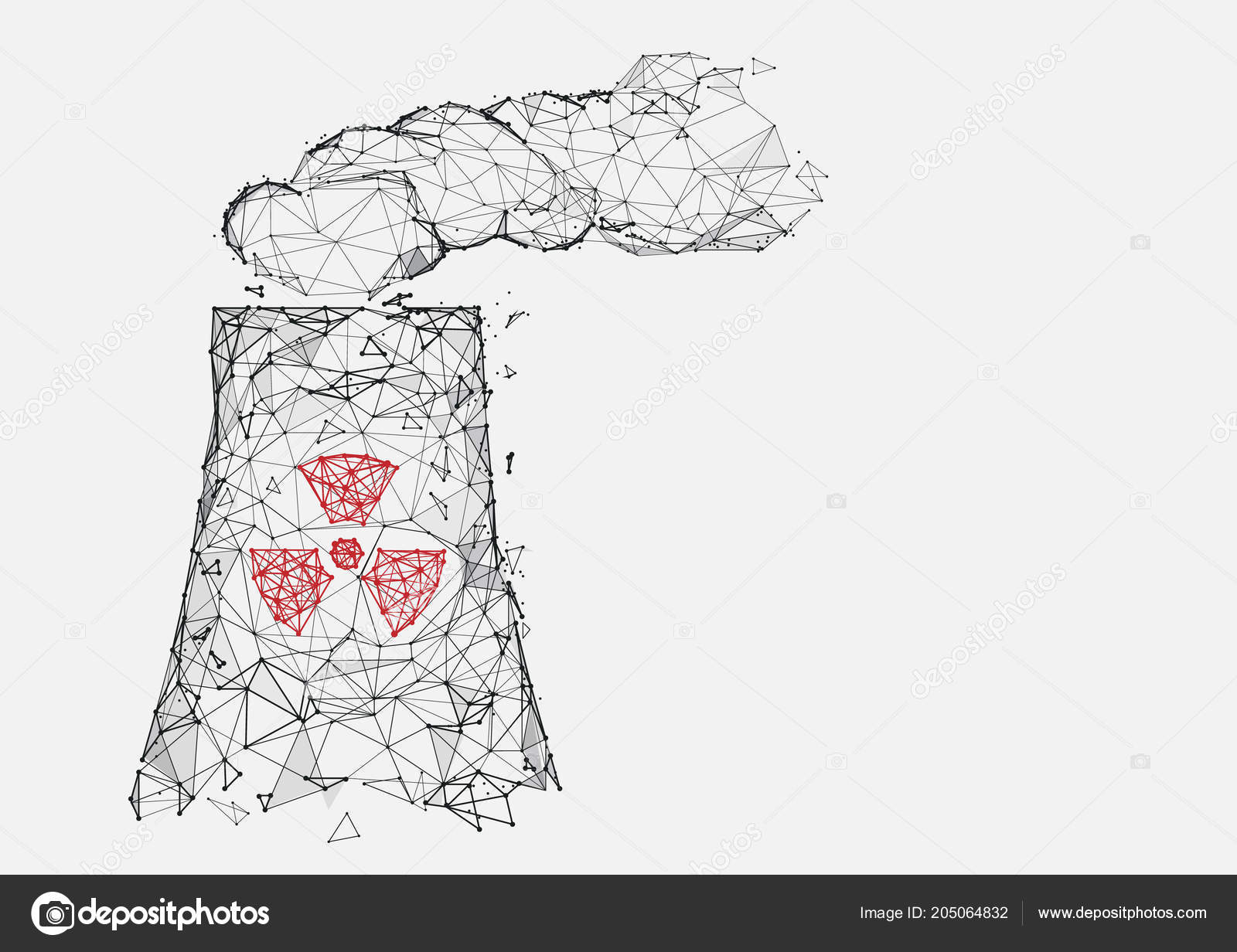 Nuclear Power Plant Icon Form Lines Triangles Particle Style Design ...