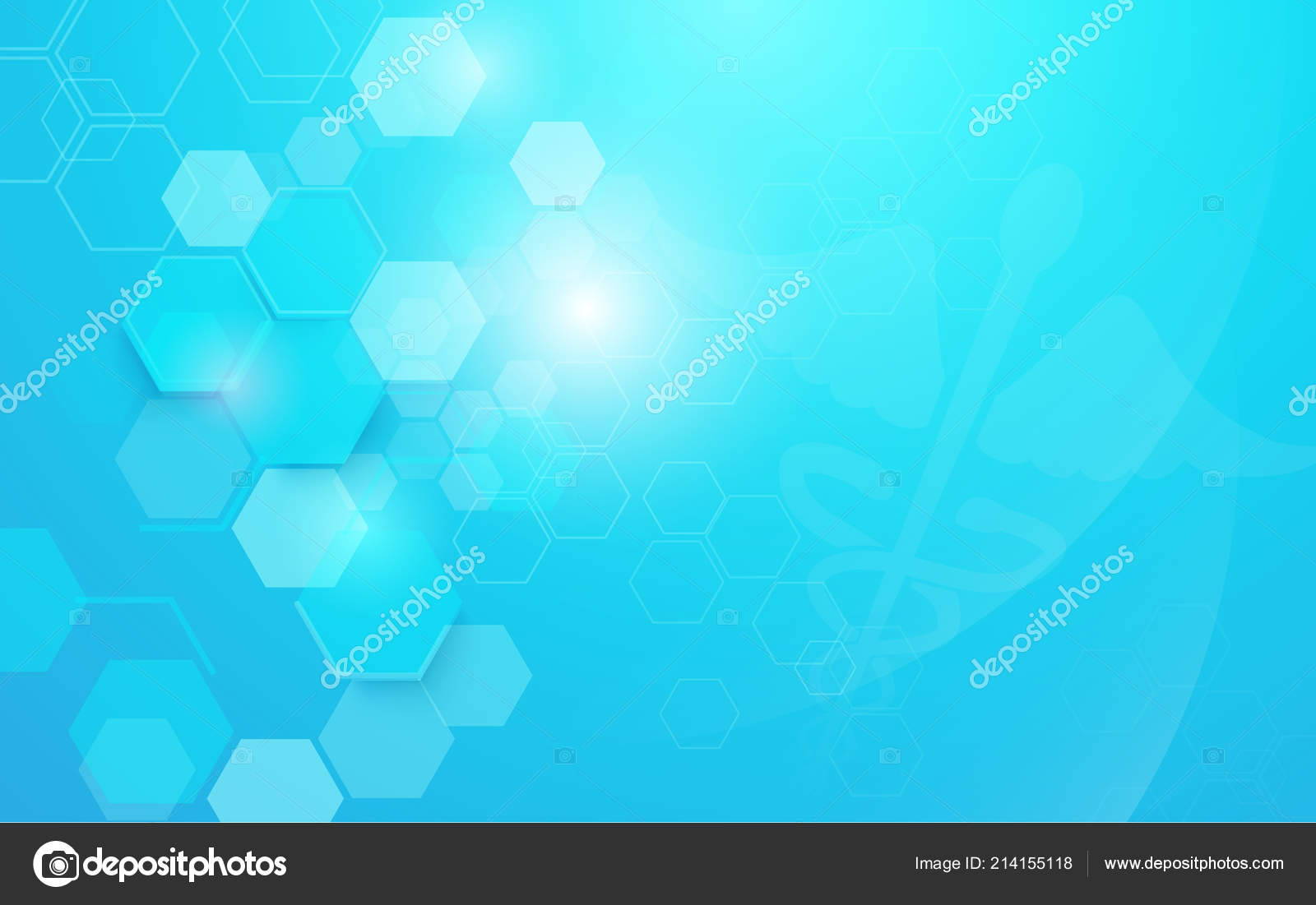 Abstract Blue Geometric Hexagon Shape Lines Science Concept Background ...