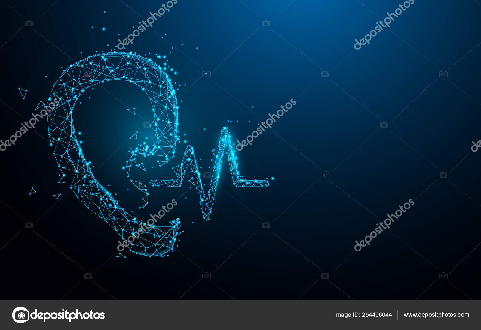 Ear and sound from lines, triangles and particle style design ...