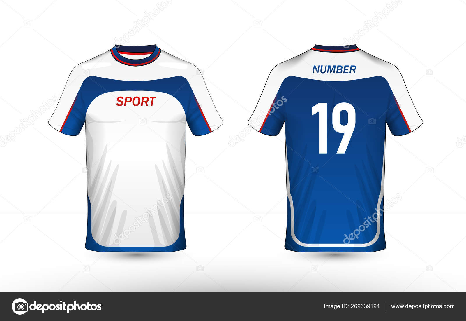 Blue Red And White Layout E Sport T Shirt Design Template Stock Vector