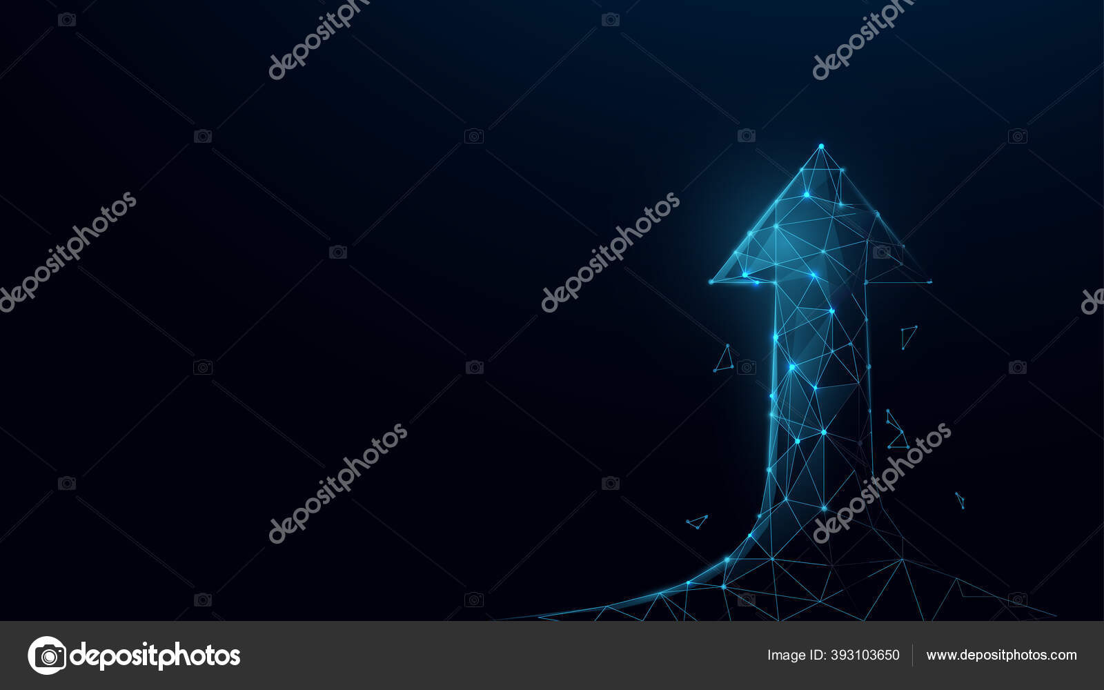 Growing Graph Icon Lines Triangles Particle Low Poly Wireframe Design ...