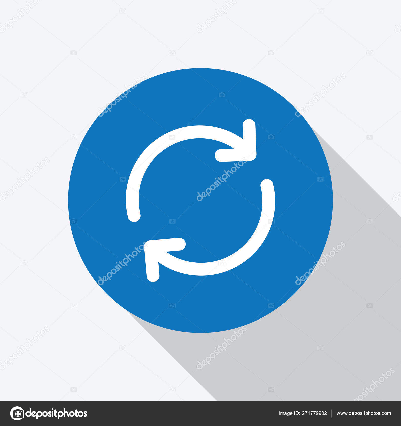 White cycle,rotation arrow icon in blue circle. Stock Vector by ...