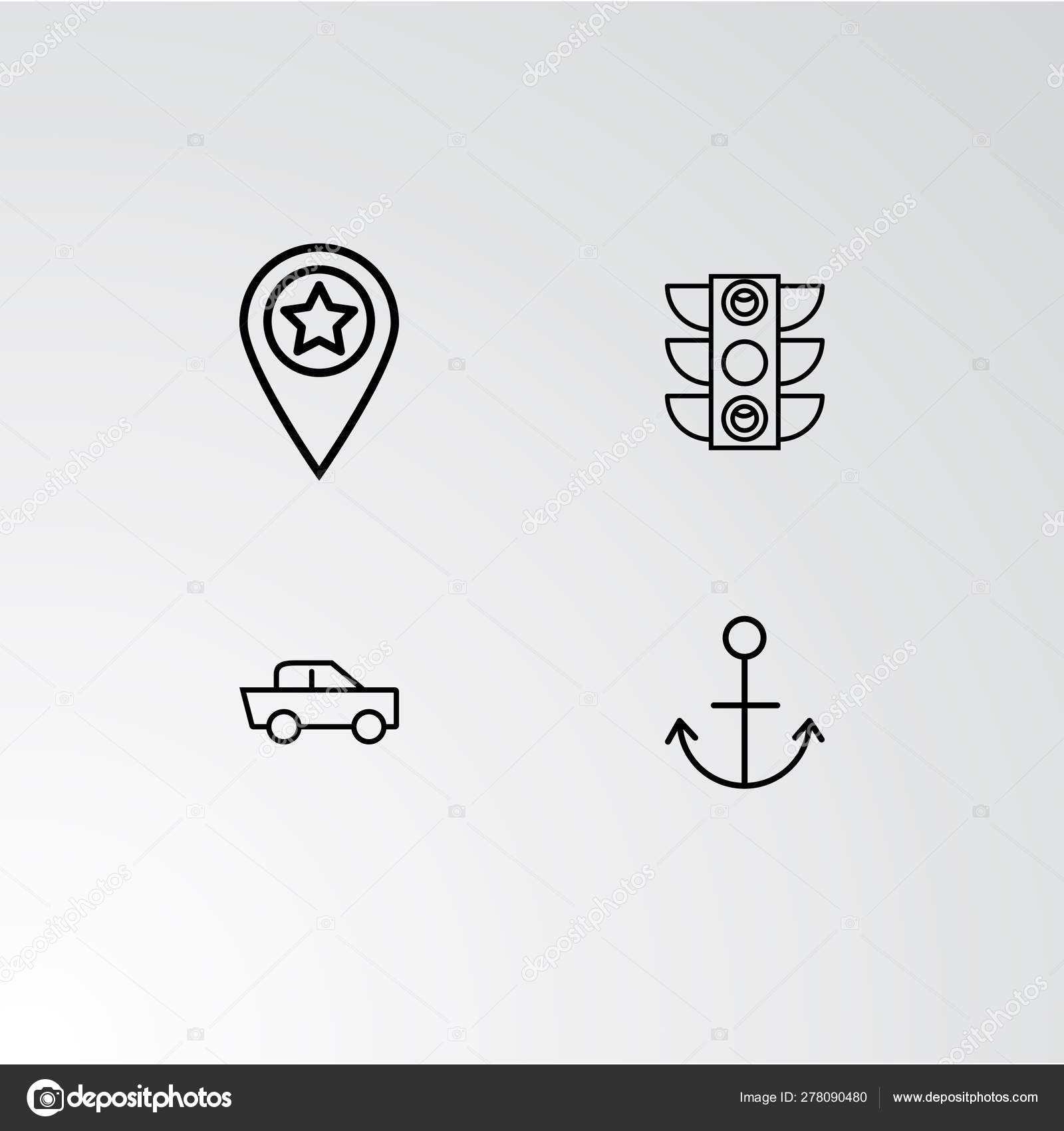 Set of 4 perfect icons for navigation. Vector illustration. Stock ...