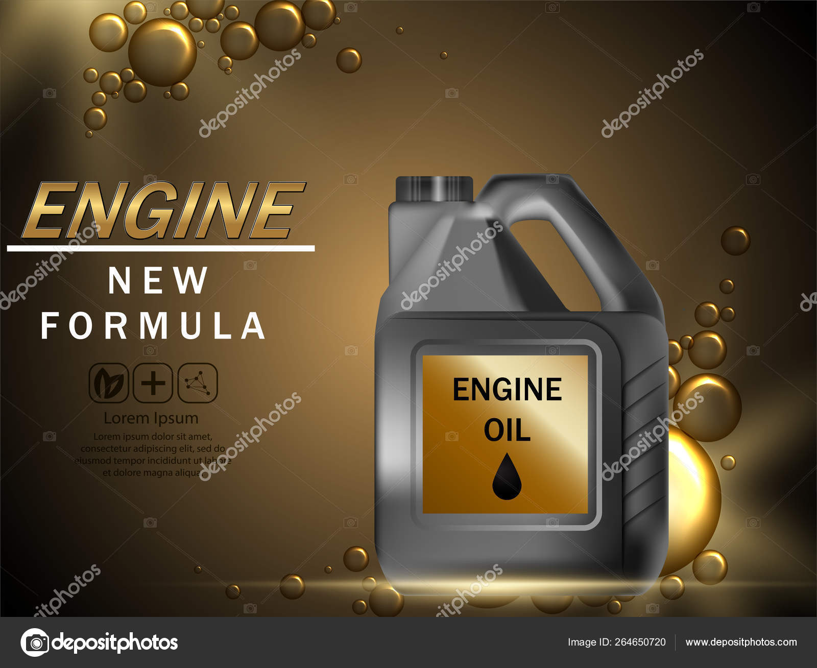Engine oil advertisement background. Vector illustration with realistic ...