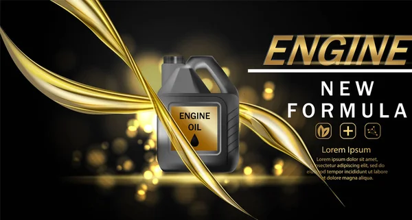 Engine oil advertisement background. Vector illustration with realistic ...