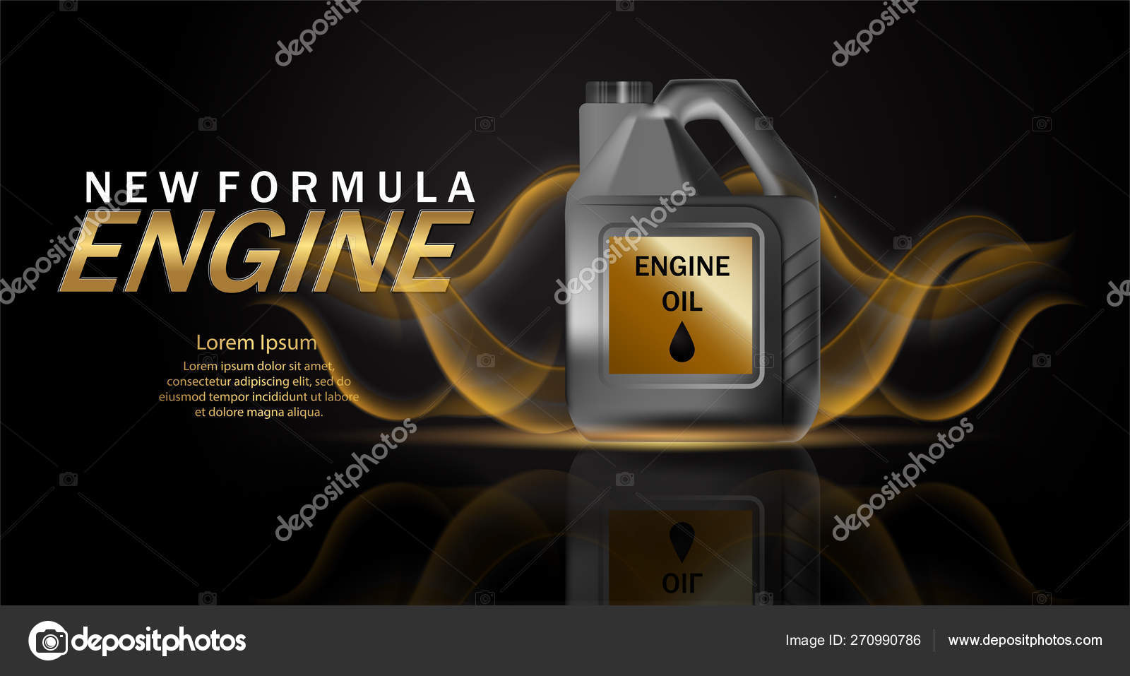 Engine oil advertisement background. Vector illustration with realistic ...