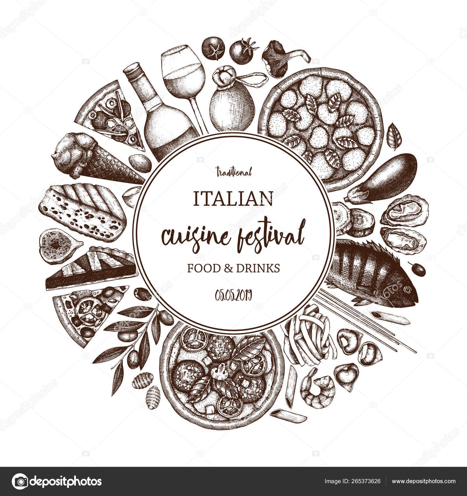 Vector Illustration Italian Cuisine Background Menu Stock Vector by ...