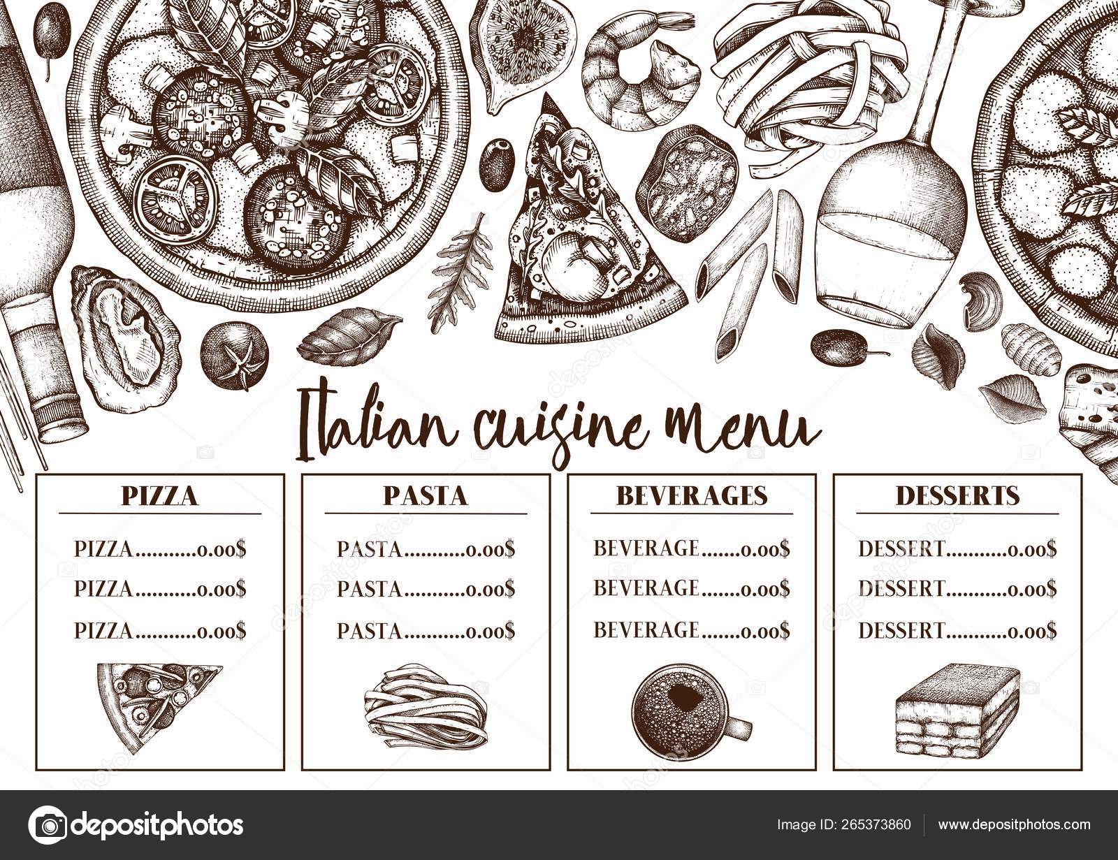Vector Illustration Italian Cuisine Background Menu Stock Vector Image ...
