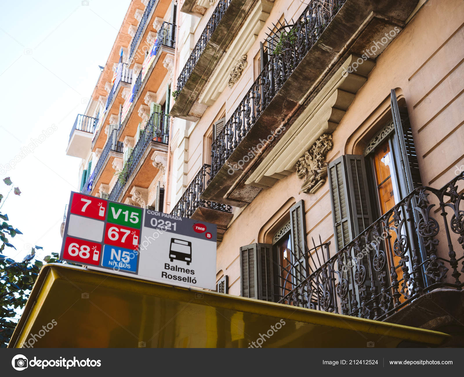 Bus station signs with numbers in Barcelona Sapin – Stock Editorial ...