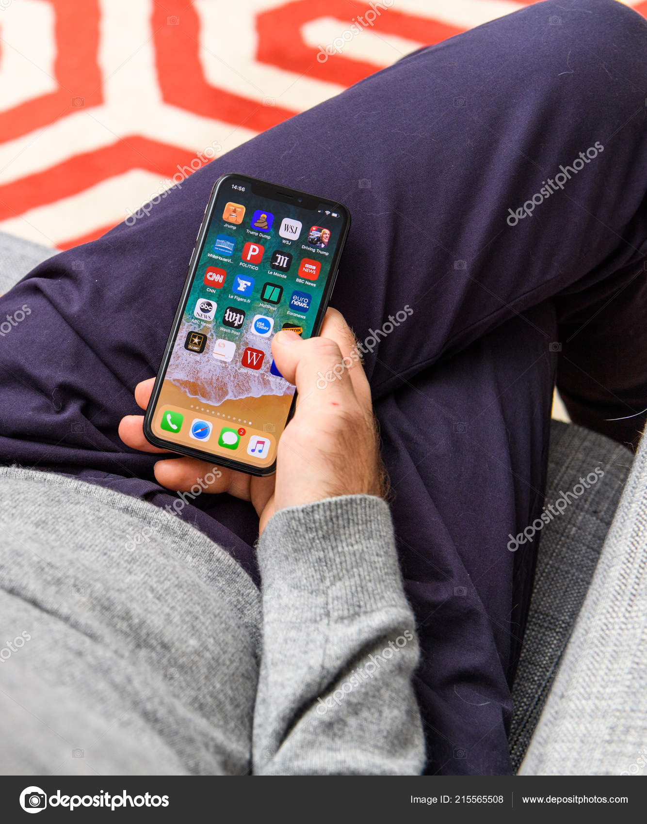 London Sep 2018 Man Using New Apple Iphone Immense Oled – Stock ...