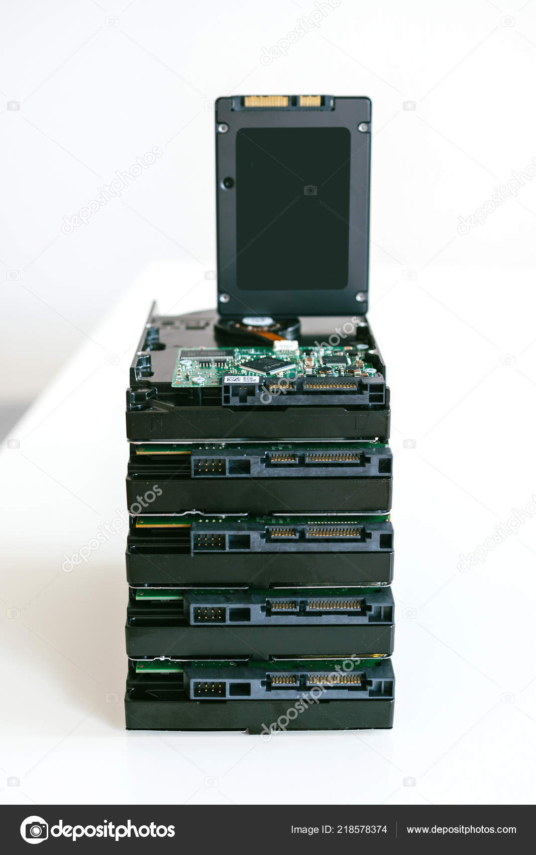Stack Multiple Hdd Hard Disk Drives Modern Fast Sata Ssd — Stock Photo ...