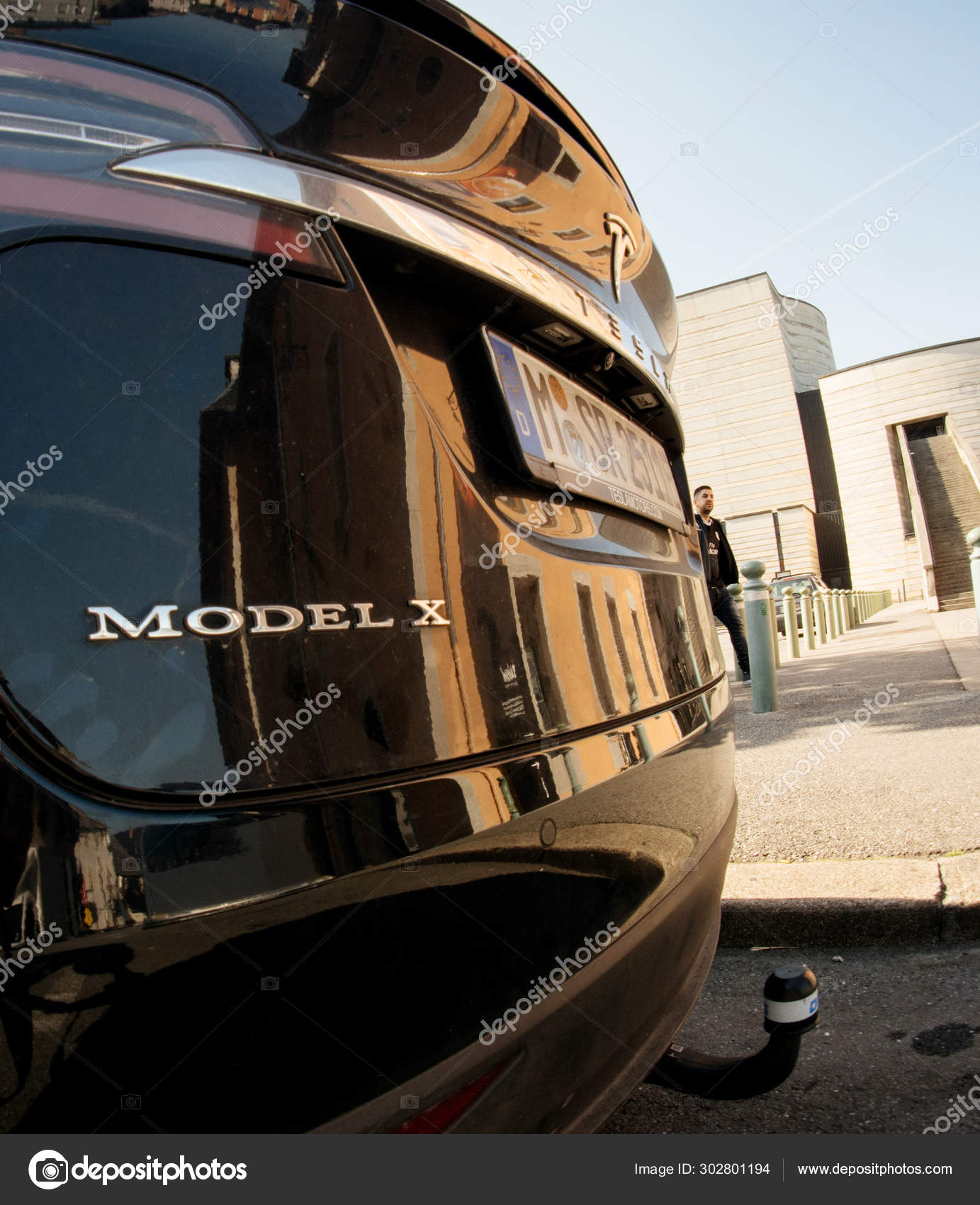 Tesla Model X electric car SUV parked on French street — Stock ...