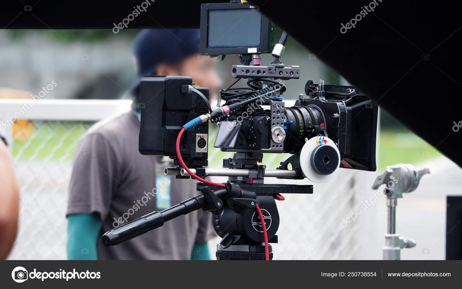 Video camera in film or movie production on tripod Stock Photo by ...