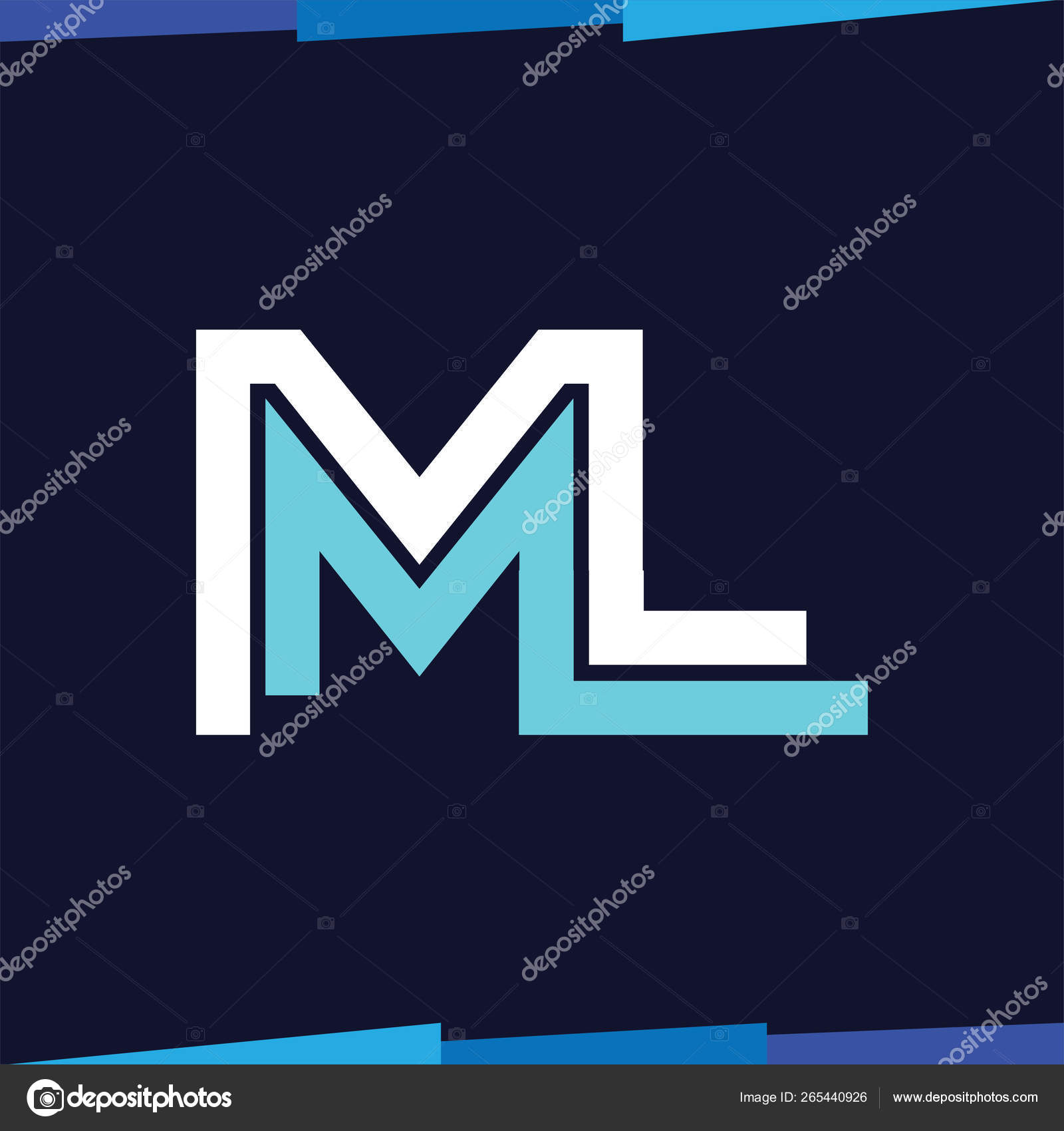 ML Letra inicial Línea Logo Vector Vector de stock por ©Desbayy 265440926