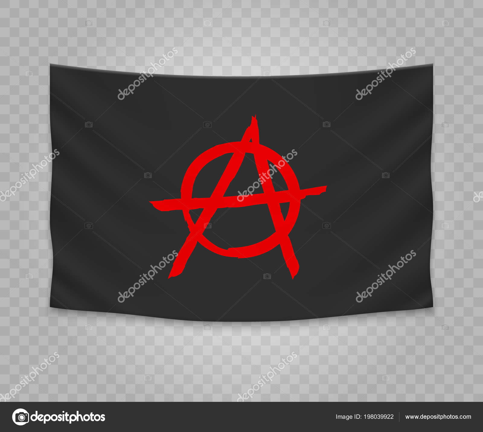 Realistic Hanging Flag Anarchy Empty Fabric Banner Illustration Design ...