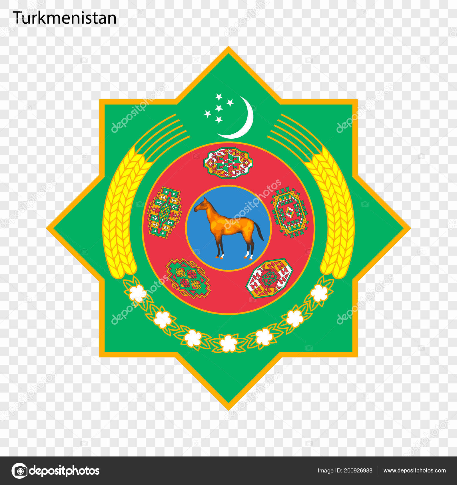 Símbolo Turkmenistán Emblema Nacional Vector de stock por ...