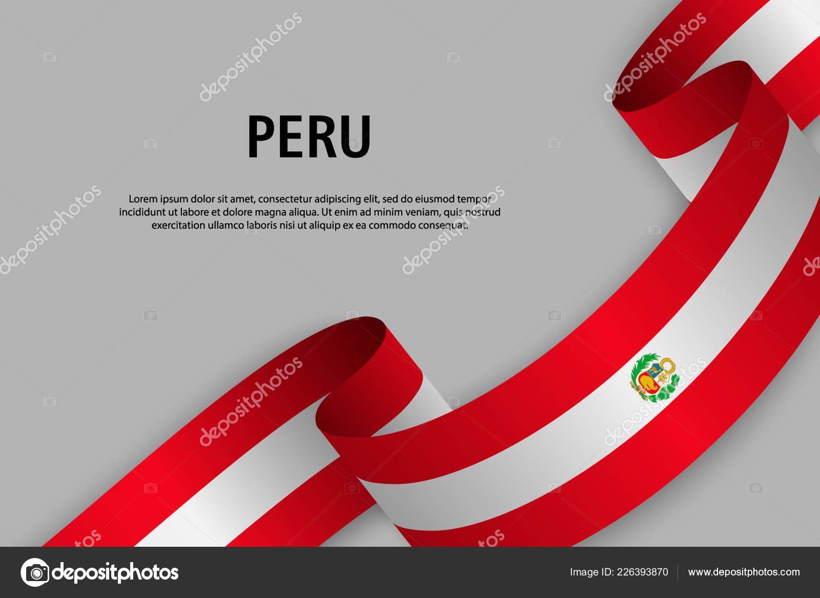 Waving Ribbon Flag Peru Template Independence Day Banner Vector ...