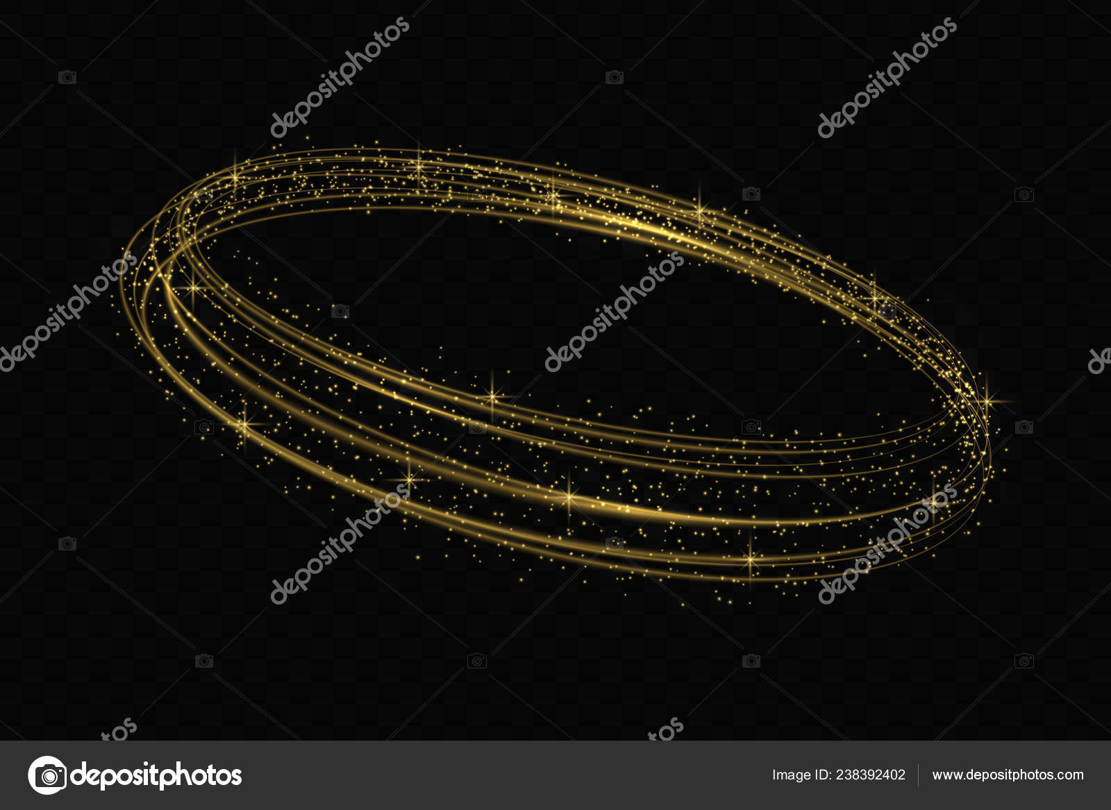 Vector Circle Golden Light Tracing Effect Glowing Magic Fire Ring Stock ...