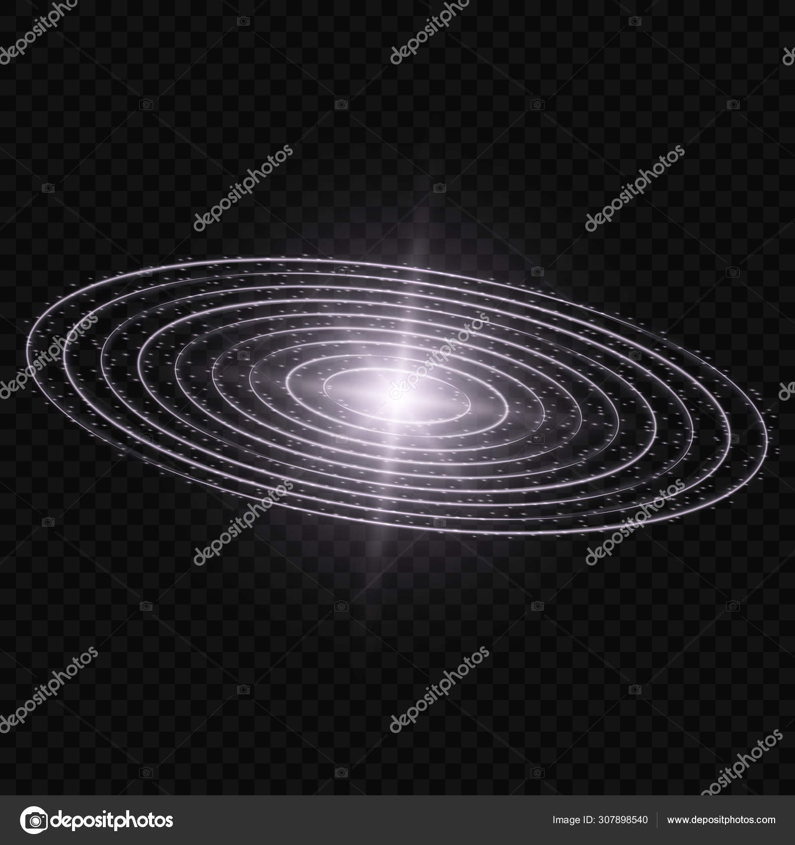 Glow vector light effect, galaxy with planet orbit circles shini Stock ...