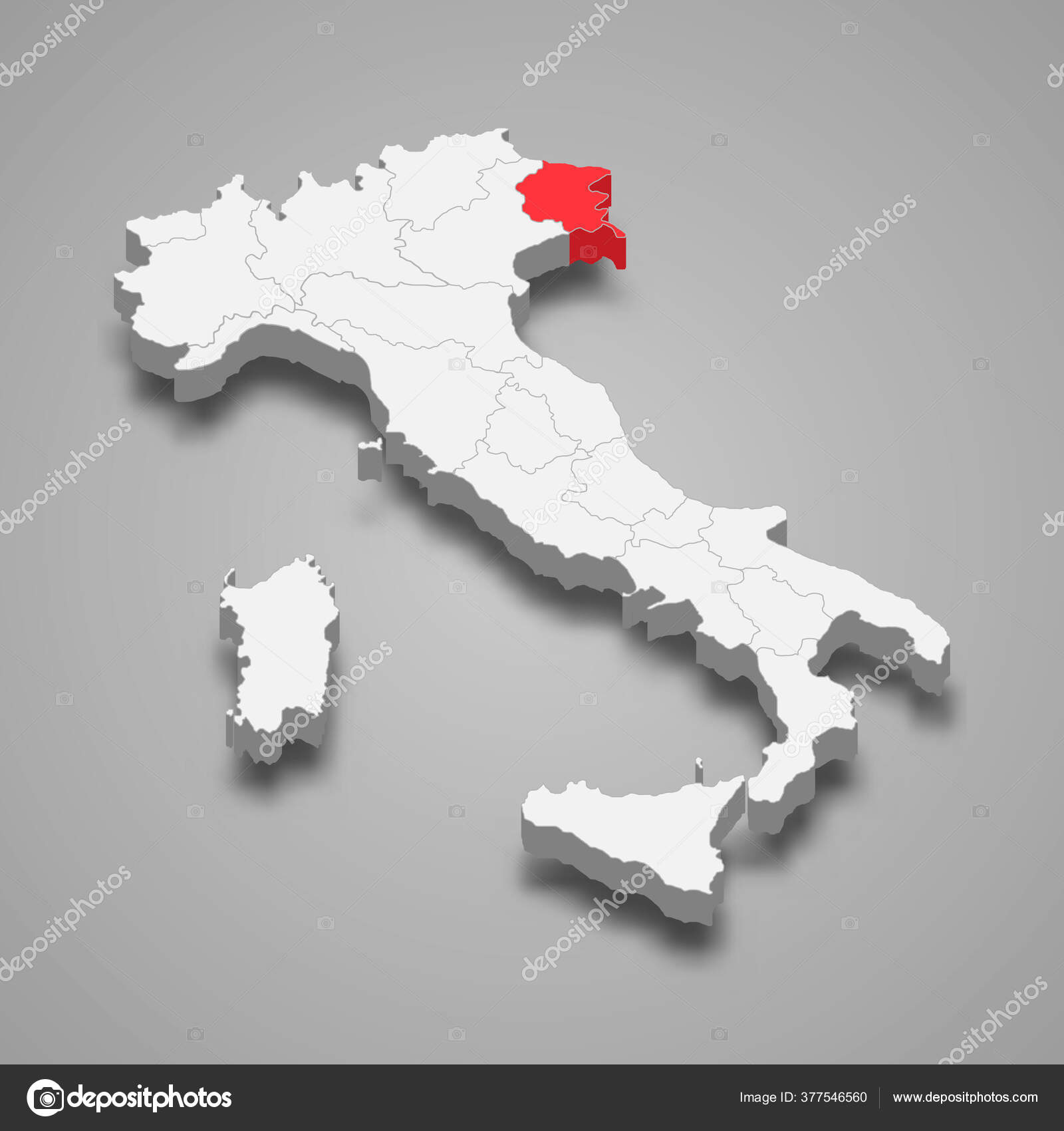 Friuli Venezia Giulia Region Location Italy Map Stock Vector by ...