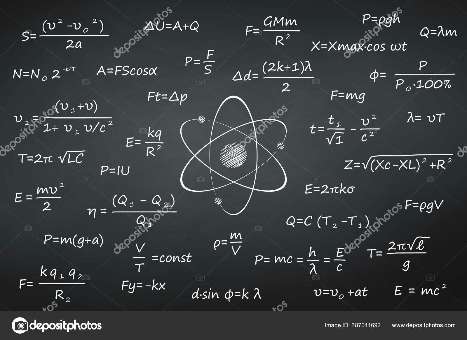 Pizarra Con Fórmulas Científicas Fondo Física Vector de stock ...