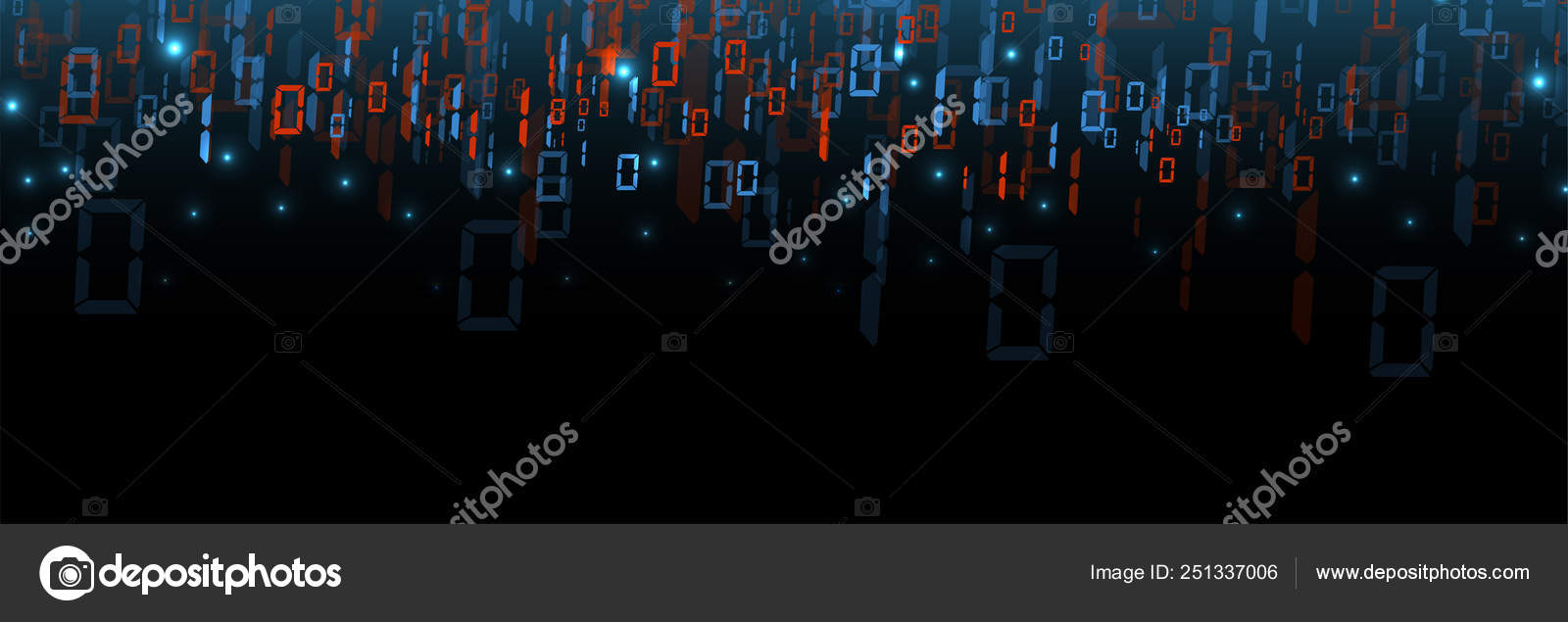 Bytes of binary code run through network. Abstract futuristic te Stock ...