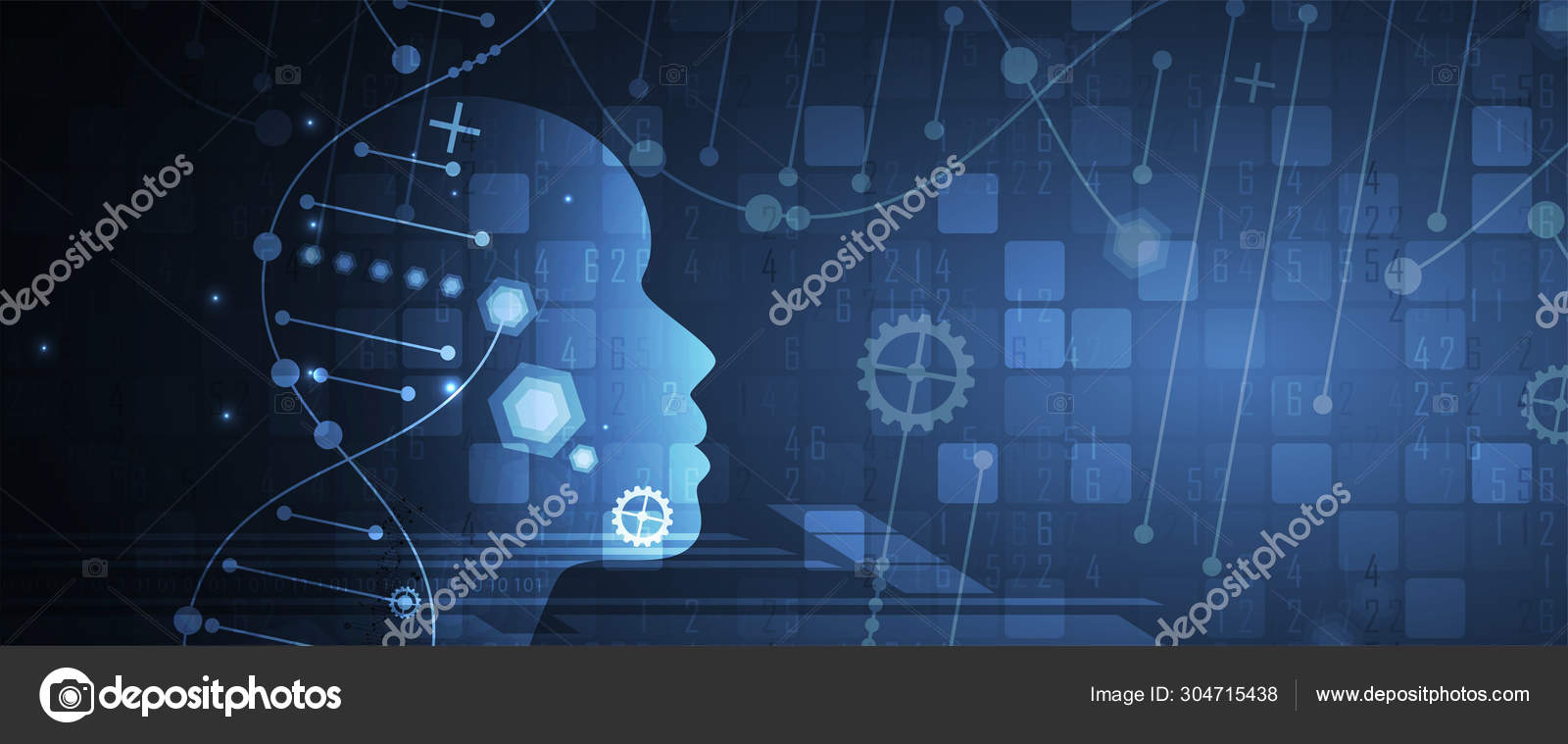 Abstract artificial intelligence DNA technology. Science and soc Stock ...