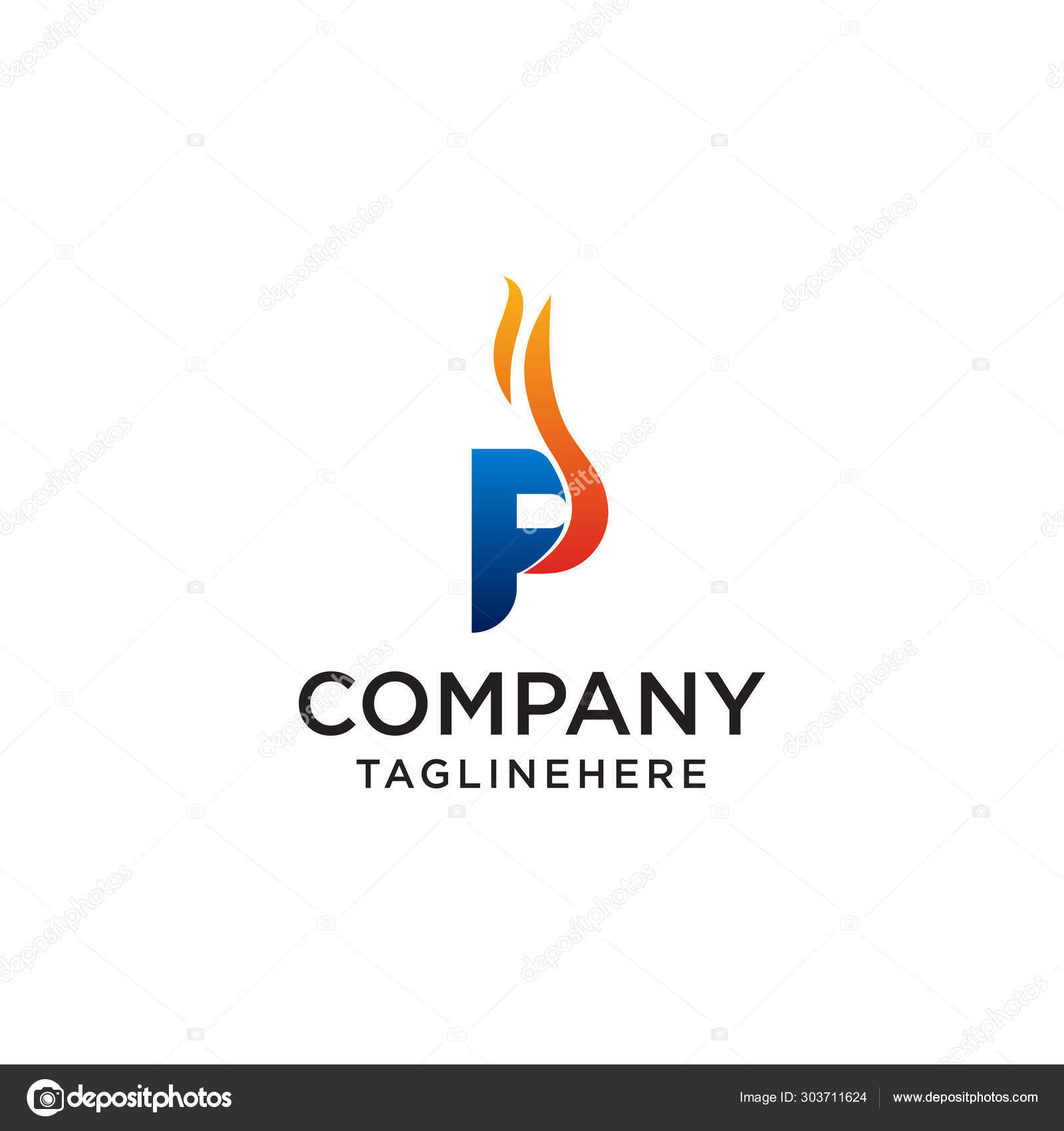Initial Letter P fire logo design. fire company logos, oil companies ...