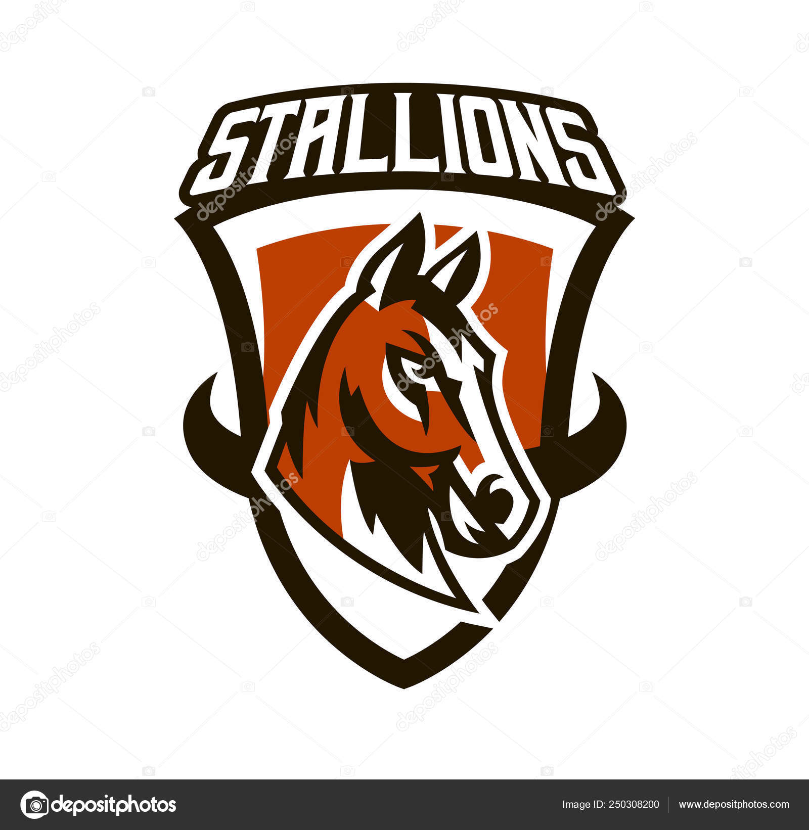 Colorful logo, sticker, horse emblem. Beautiful stallion, horse racing ...