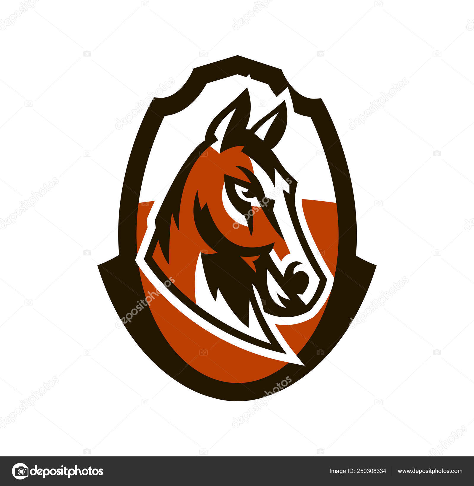 Colorful logo, sticker, horse emblem. Beautiful stallion, horse racing ...