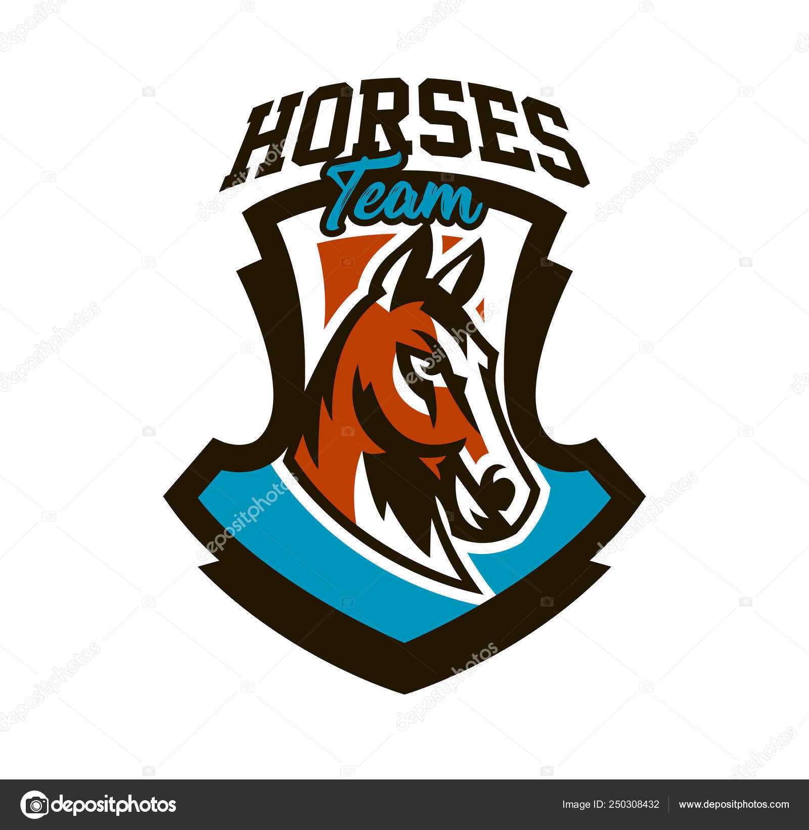 Colorful logo, sticker, horse emblem. Beautiful stallion, horse racing ...