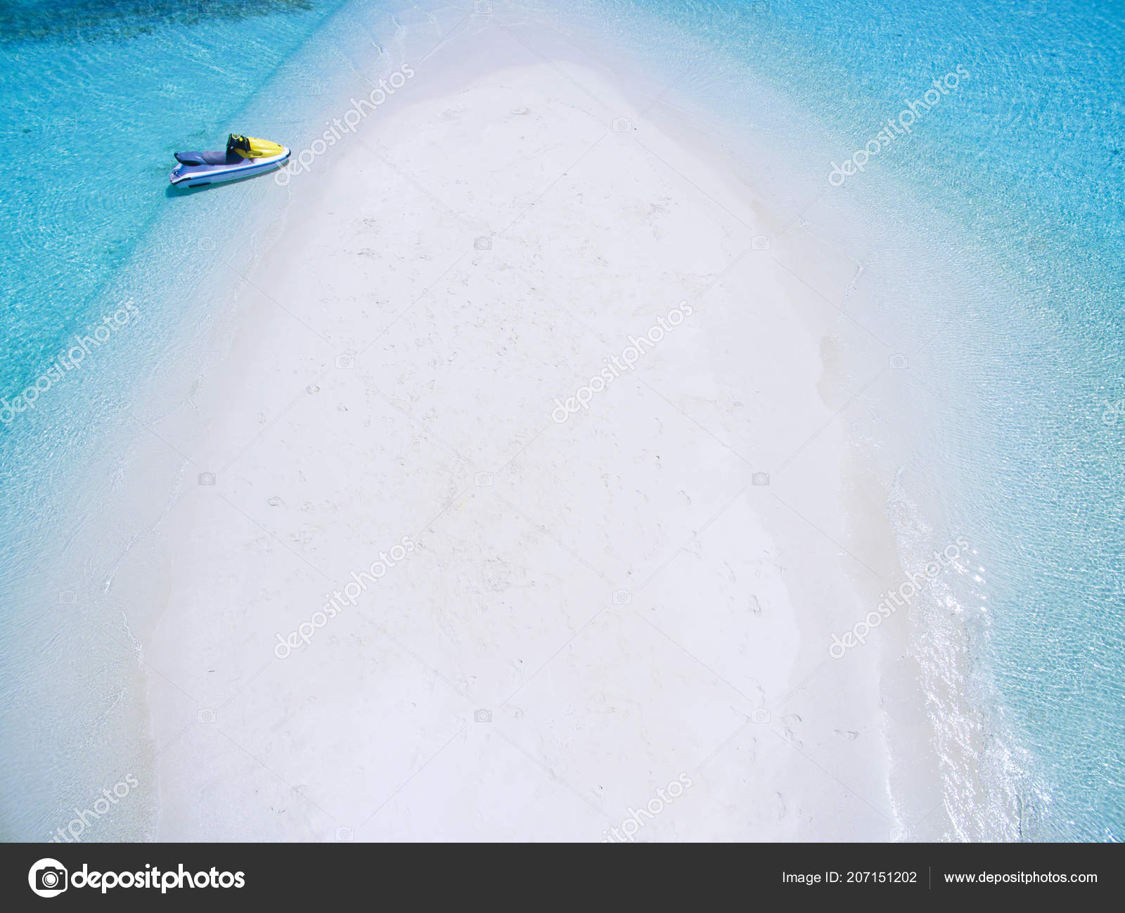 Water Motorcycle Standing Sandy Seashore Blue Ocean Water — Stock Photo ...