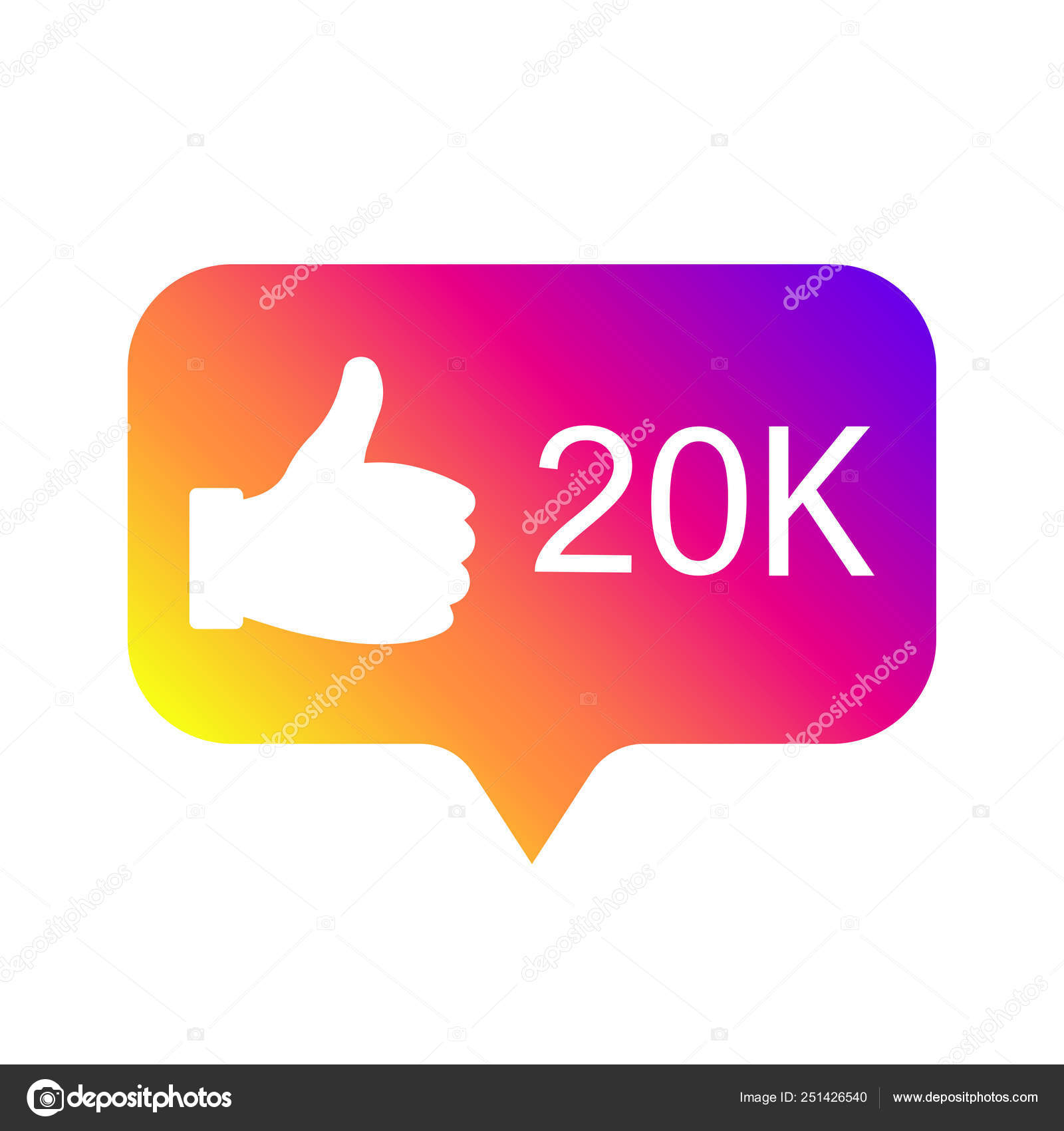 Counter Notification Icon, color gradient. Follower. Icon like 20K ...
