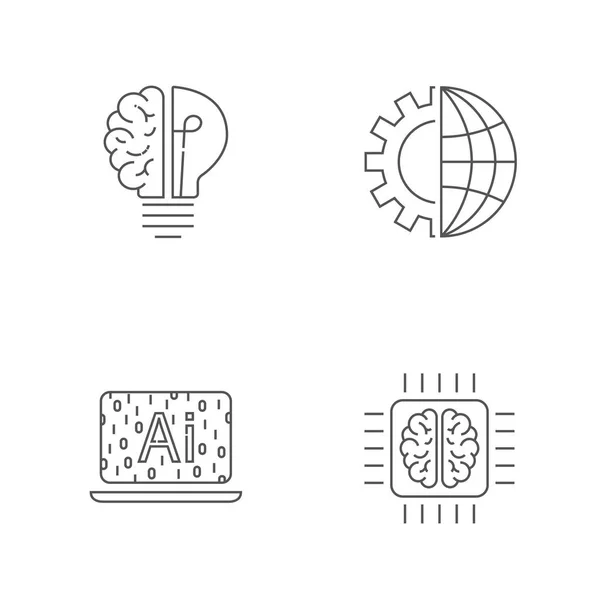 Icons set for artificial intelligence AI concept. Artificial ...