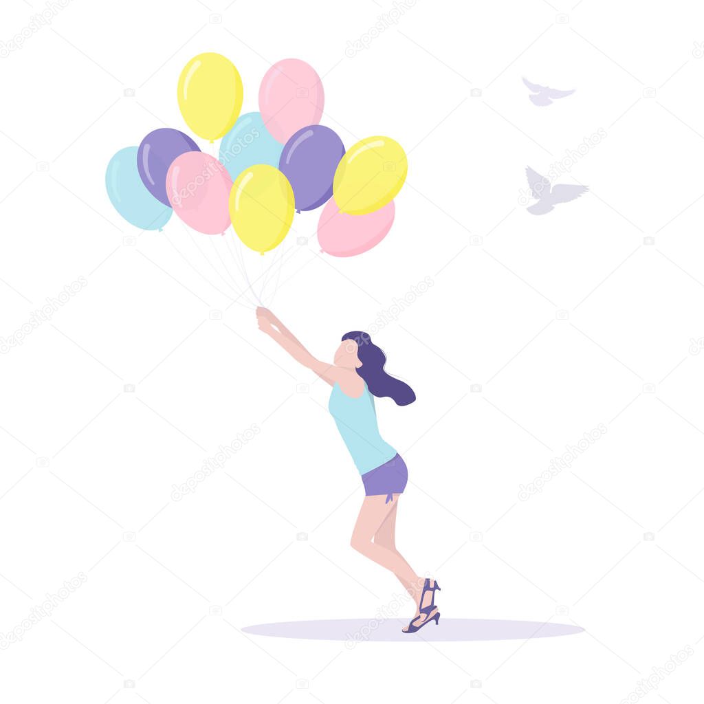 vector ilustraci n de chica con mont n de globos 2024